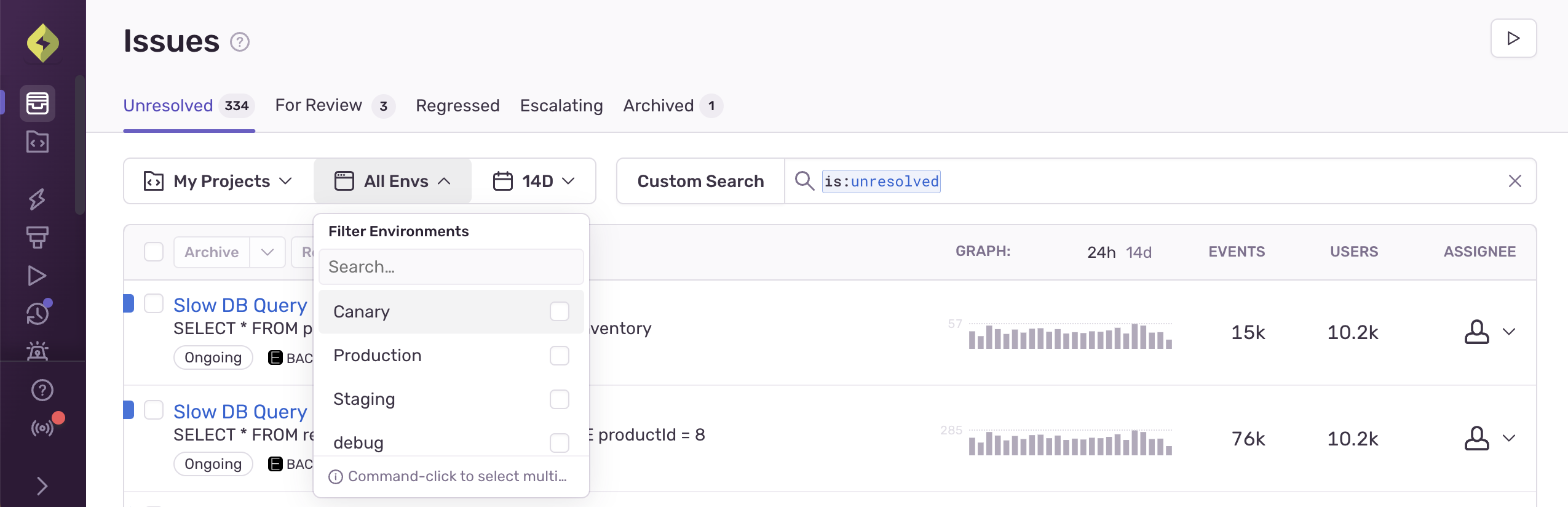 Creating and Filtering Environments